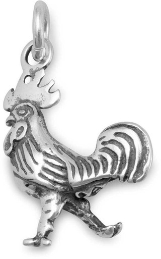 Rooster Charm 925 Sterling Silver at BillyTheTree Jewelry