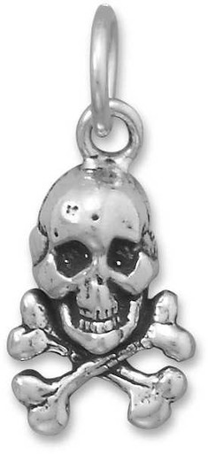 Skull and Crossbones Charm 925 Sterling Silver at BillyTheTree Jewelry