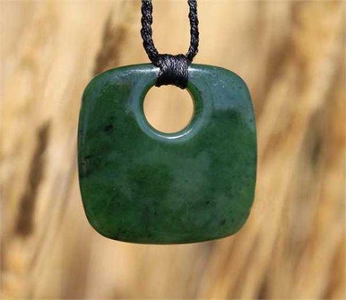Square Jade Pendant w/ Cutout Circle (UJKK-2561) at BillyTheTree Jewelry