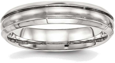 Stainless Steel Brushed and Polished Ridged 5.00mm Band Ring at ...