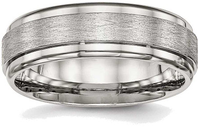 Stainless Steel Brushed and Polished Ridged Edge Ring at BillyTheTree ...