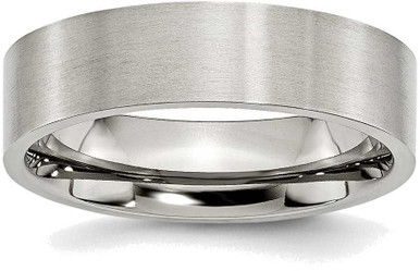 Stainless Steel Flat 6mm Brushed Band Ring at BillyTheTree Jewelry