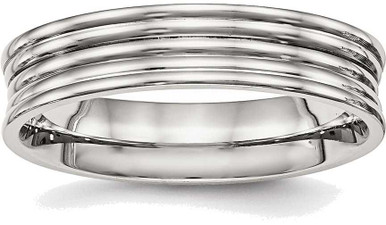 Stainless Steel Polished Ridged 5.00mm Band Ring at BillyTheTree Jewelry
