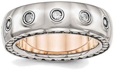 Stainless Steel Polished Rose IP Plated CZ Inlay Ring at BillyTheTree ...