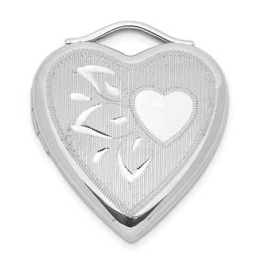 Sterling Silver 20mm Shiny-Cut Textured & Polished Heart Locket Pendant ...