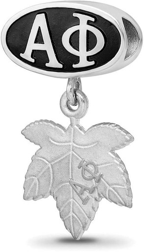 Sterling Silver Alpha Phi Bead With Ivy Leaf Dangle by LogoArt by ...