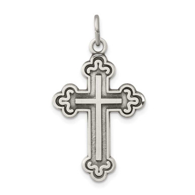 Sterling Silver Antiqued Budded Cross Pendant at BillyTheTree Jewelry