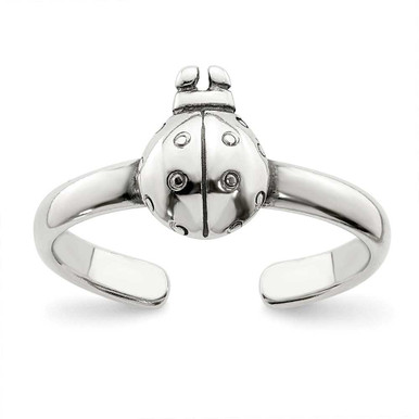 Sterling Silver Antiqued Ladybug Toe Ring at BillyTheTree Jewelry