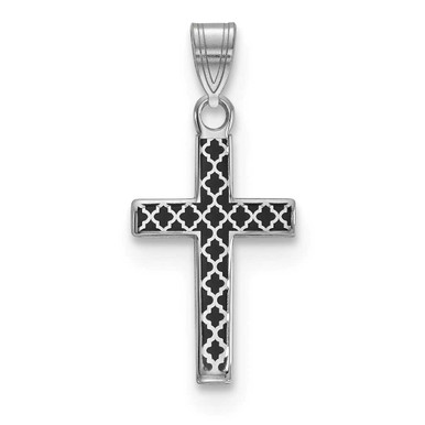 Sterling Silver Black Enameled Cross Hatch Cross Pendant at ...