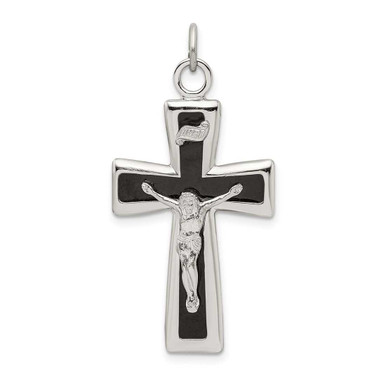 Sterling Silver Black Epoxy Inri Crucifix Pendant at BillyTheTree Jewelry