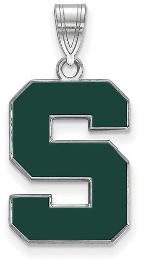 Sterling Silver Michigan State University Large Enamel Pendant LogoArt ...