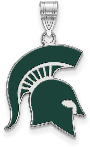 Sterling Silver Michigan State University Large Enamel Pendant LogoArt ...