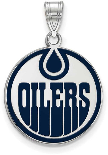 Sterling Silver NHL Edmonton Oilers Large Enamel Pendant by LogoArt by ...
