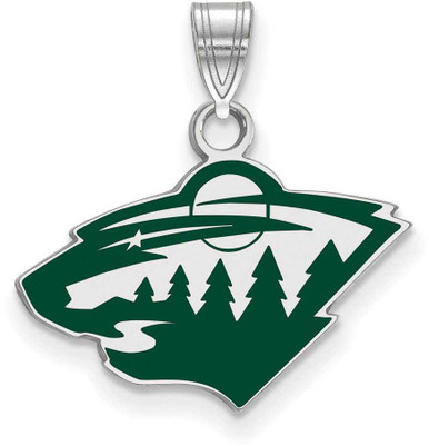 Sterling Silver NHL Minnesota Wild Small Enamel Pendant by LogoArt by ...