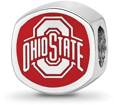 Sterling Silver Ohio State Buckeyes Cushion Shape Bead by LogoArt by ...