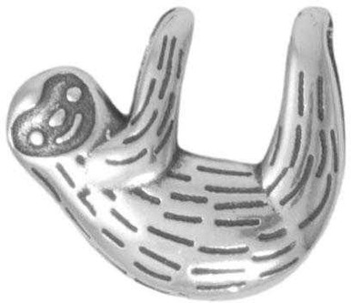 Sterling Silver Oxidized Cute Hanging Sloth Slide Pendant at ...
