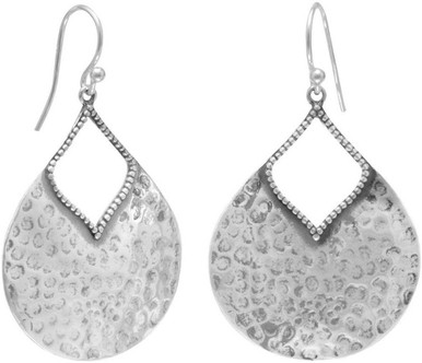 Sterling Silver Oxidized Hammered Pear Shape Earrings at BillyTheTree ...
