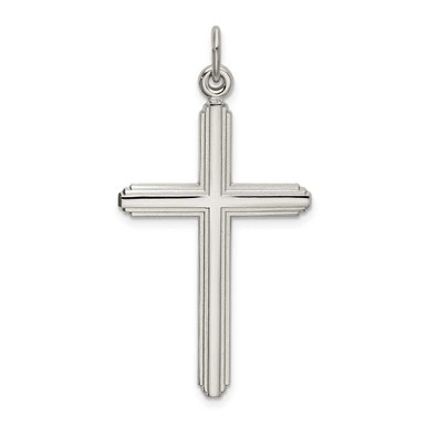 Sterling Silver Polished Grooved Cross Pendant at BillyTheTree Jewelry