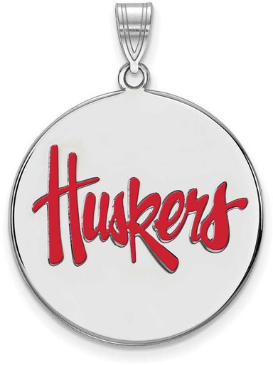 Sterling Silver University of Nebraska XL Enamel Disc Pendant by ...