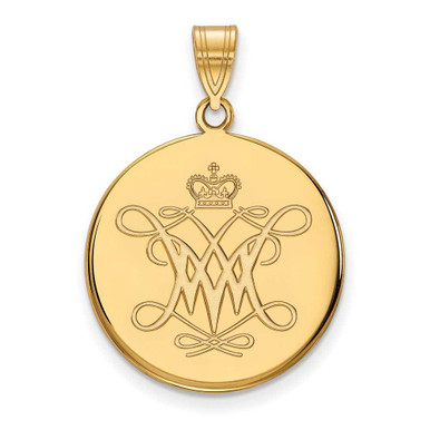 14k Yellow Gold LogoArt College of William and Mary Large Disc Pendant ...