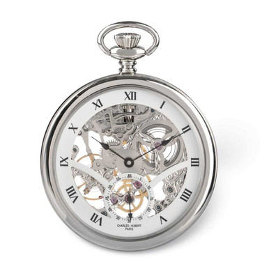 Charles Hubert Stainless Steel Open Face Mechanical Pocket Watch by ...