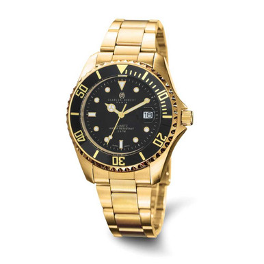 Mens Charles Hubert Gold-plated Stainless Steel Black Dial Watch by ...