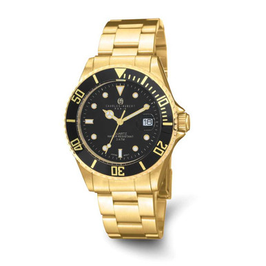 Ladies Charles Hubert Ladies Gold-plated Stainless Steel Black Dial ...