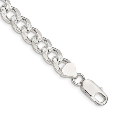 Sterling Silver 8mm Pave Curb Chain QCF220-8 at BillyTheTree Jewelry