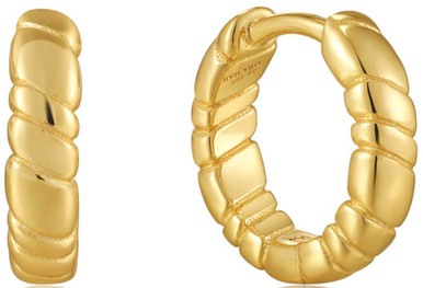 Ania Haie Gold-plated Sterling Silver Smooth Twist Hoop Stud Earrings by Ania Haie at BillyTheTree