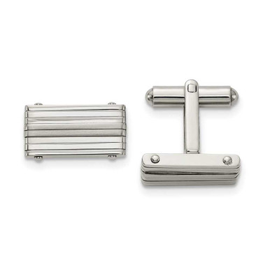 Stainless Steel Brushed and Polished Rectangle Cufflinks at ...