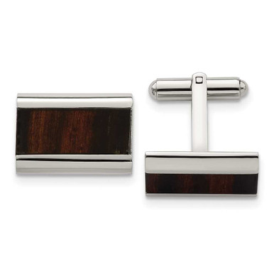 Chisel Stainless Steel Polished Black Koa Wood Inlay Rectangle ...