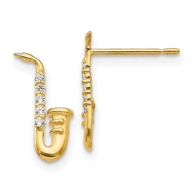 12mm 14K Yellow Gold Madi K CZ Saxophone Post Earrings at BillyTheTree ...