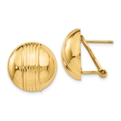16mm 14K Yellow Gold Omega Post Earrings H966 at BillyTheTree Jewelry