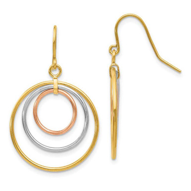 40mm 14k Tri-color Gold Circle Dangle Earrings at BillyTheTree Jewelry