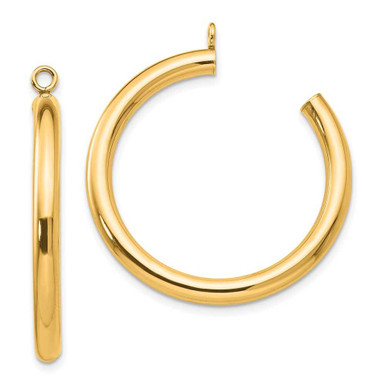 30mm 14K Yellow Gold Polished Tube Hoop Earrings Jackets at ...