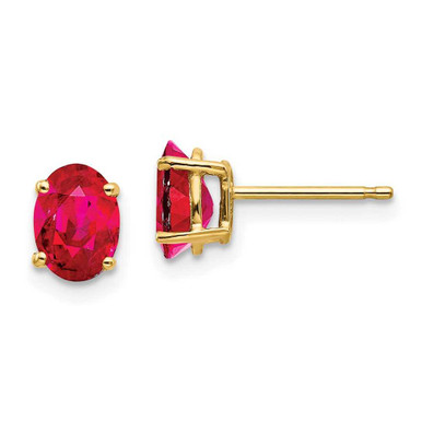 7mm 14K Yellow Gold Ruby Post Earrings XE87R-B at BillyTheTree Jewelry
