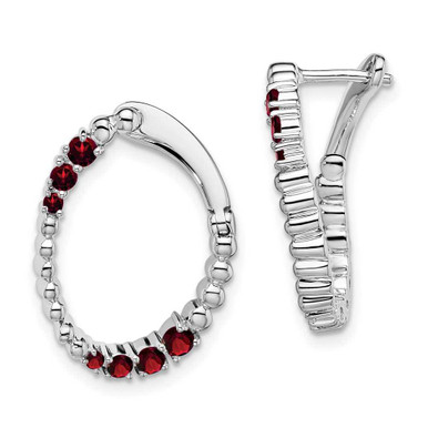 20.3mm 14k White Gold Garnet Oval Hoop Earrings at BillyTheTree Jewelry