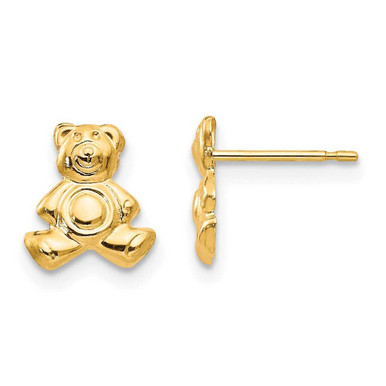 10mm 14K Yellow Gold Madi K Teddy Bear Post Earrings SE2045 at ...