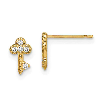 8mm 14K Yellow Gold Madi K Key CZ Post Earrings at BillyTheTree Jewelry