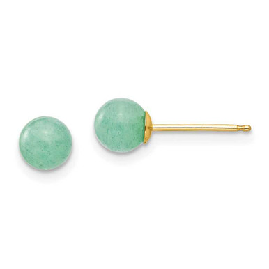 5mm 14K Yellow Gold Madi K 5mm Green Natural Stone Post Earrings at ...