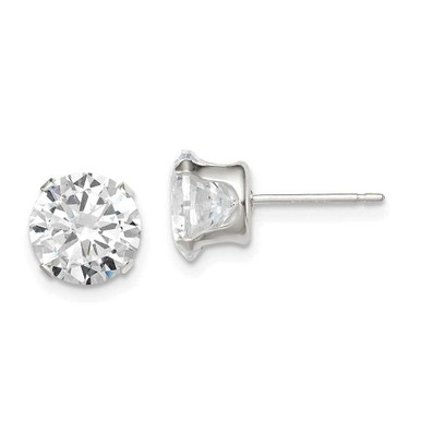8mm Sterling Silver 8mm Round Snap Set CZ Stud Earrings at BillyTheTree ...