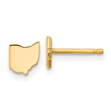 6.65mm 14k Yellow Gold Ohio State Earrings at BillyTheTree Jewelry