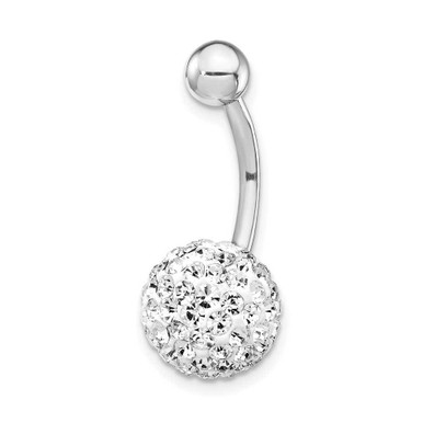 10K White Gold with10mm White Crystal Ball Belly Dangle at BillyTheTree ...
