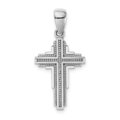 14k White Gold Beaded Cross Pendant at BillyTheTree Jewelry