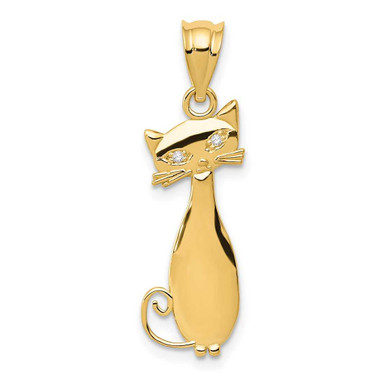 14K Yellow Gold Diamond Cat Pendant at BillyTheTree Jewelry