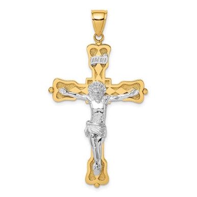14k Two-tone Gold INRI Crucfix Pendant at BillyTheTree Jewelry