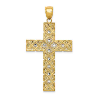 14K Yellow Gold w/Rhodium Latin Cross Pendant at BillyTheTree Jewelry