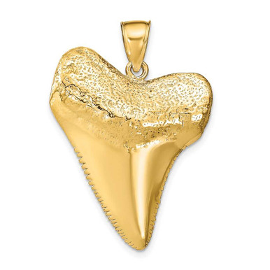 14K Yellow Gold Solid Polished 3-D Shark Tooth Pendant at BillyTheTree ...