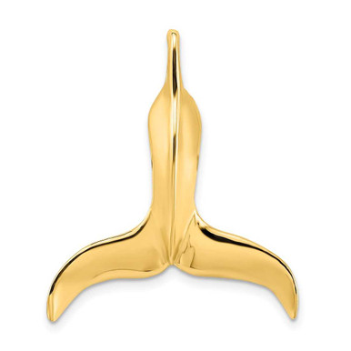 14K Yellow Gold 3-D Polished Whale Tail Chain Slide Pendant at ...