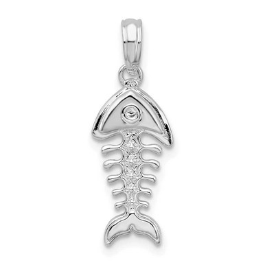 Sterling Silver Polished 3D Fishbone Pendant at BillyTheTree Jewelry